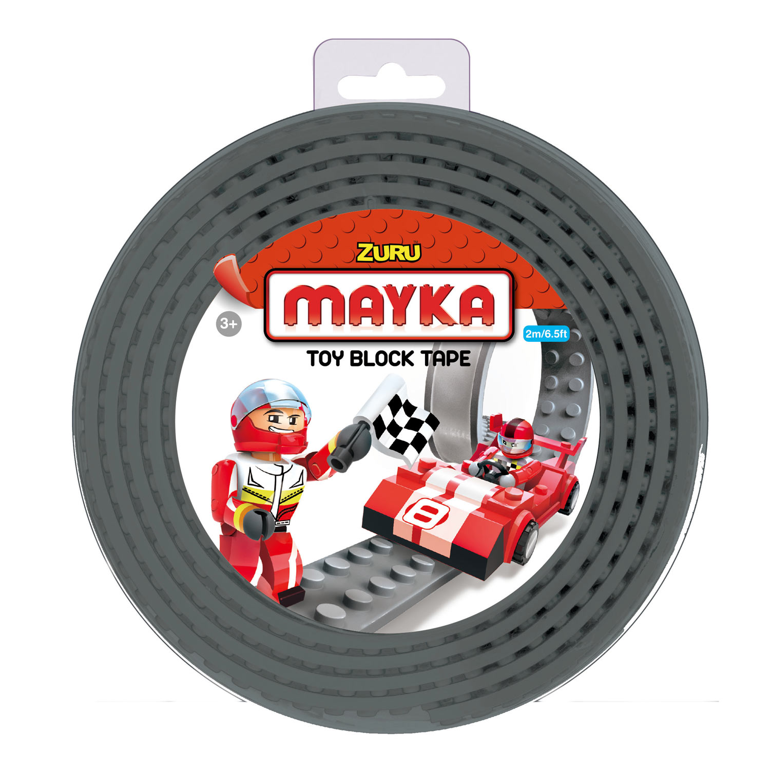 Mayka Block Tape Grijs, 4-nops 2 meter | Thimble Toys