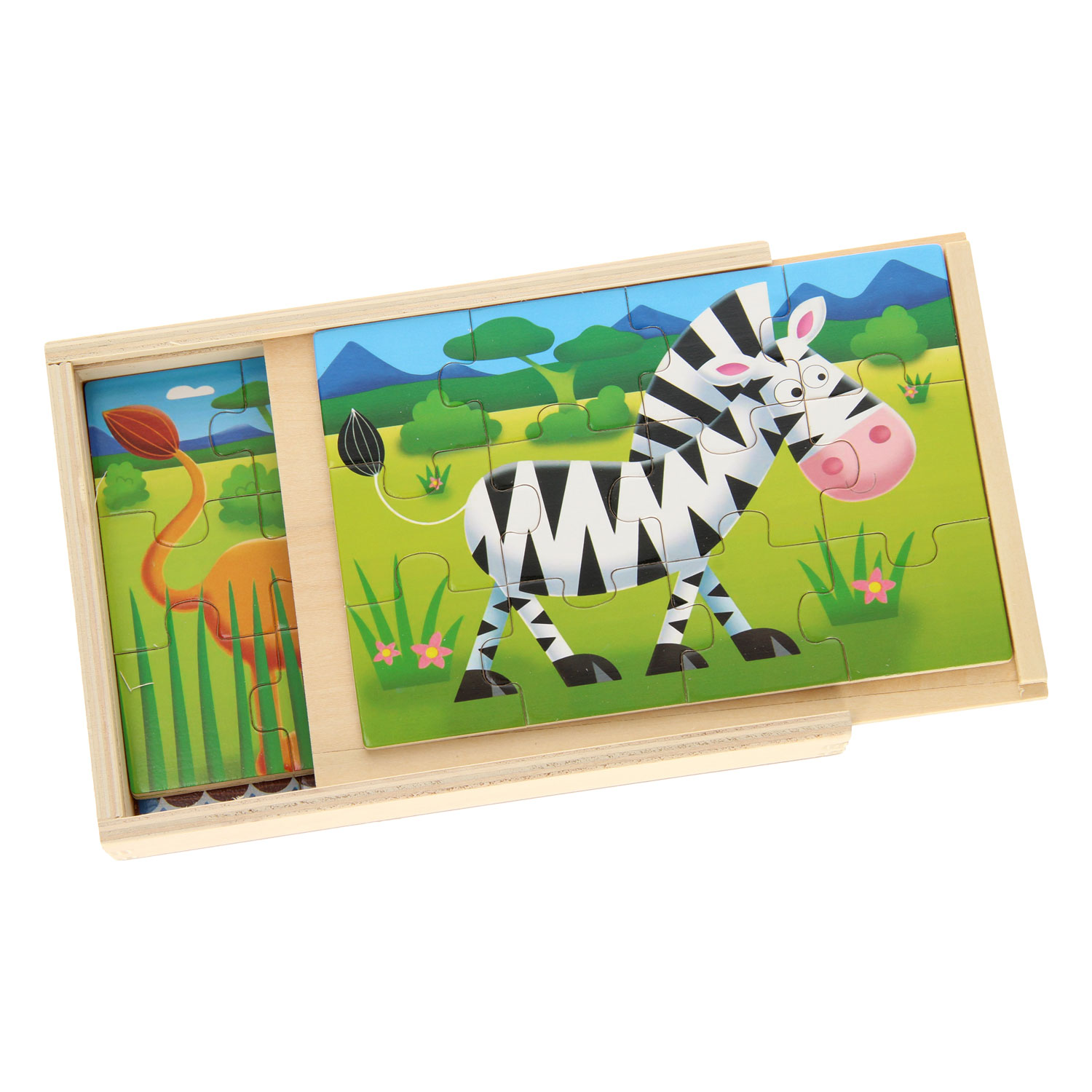 Wooden Puzzle Box 4in1 - Wild Animals | Thimble Toys